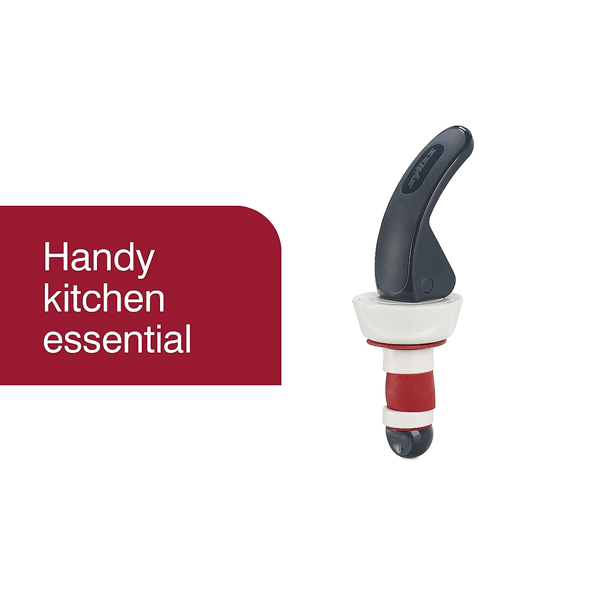 Zyliss Easy Seal Bottle Stoppers - Dishwasher-Safe, Leak-Proof Champagne and Wine Stoppers for Home Bar Accessories - Reusable Corks for Wine, Beverages, Oil & Vinegar - 6 Pieces - Red & Grey