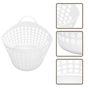 Cabilock Laundry Basket Plastic Laundry Hamper 30L Portable Round Bin with Carry Handles Laundry Bin Organizer Dirty Clothes Hamper for Bedroom Bathroom Towel Hamper for Wet Towels