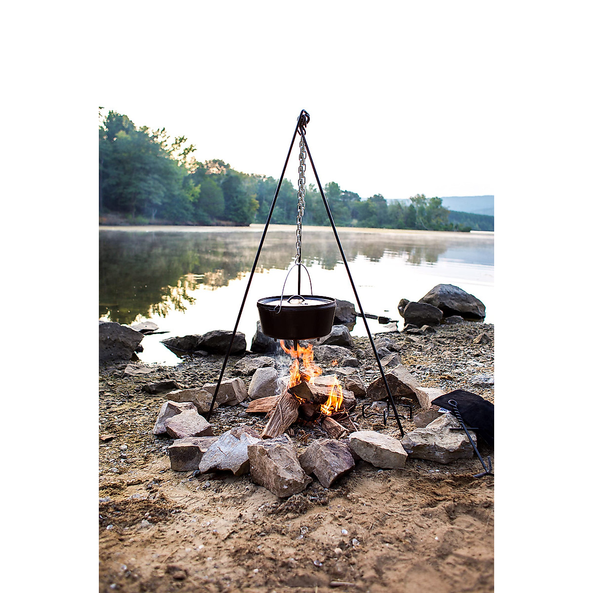 Lodge Tall Boy Tripod with Camp Dutch Oven Lid Lifter