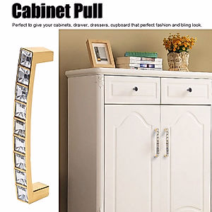 Gold Crystal Handles, Clear Crystal Cabinet Pull Bling Door Knobs Double Hole Cupboard Handles for Wardrobe, Kitchen, Bedroom