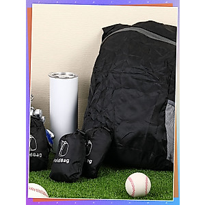 12 Pieces Foldable Hiking Daypacks Water Resistant Lightweight Packable Backpack Black Collapsible Backpack Camping Packable Bag for Women Men Travel Outdoor Running Sports Activities