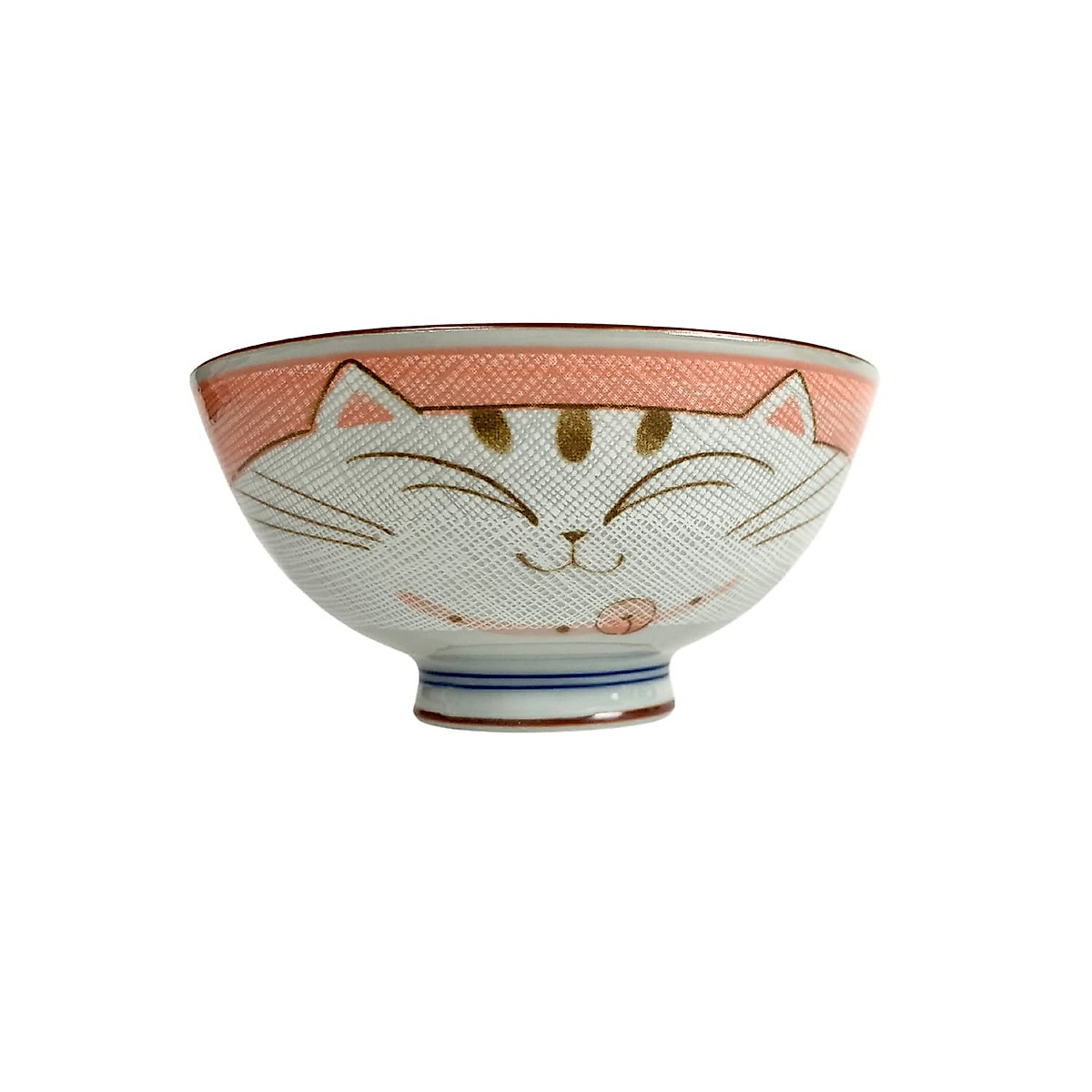 JapanBargain, Japanese Porcelain Bowl Rice Bowl Soup Bowl Made in Japan, Maneki Neko Smiling Cat Pattern