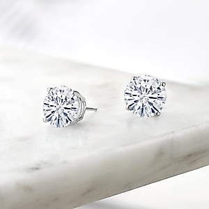 Gem Stone King 925 Sterling Silver 10MM Round Gemstone Birthstone Stud Earrings For Women