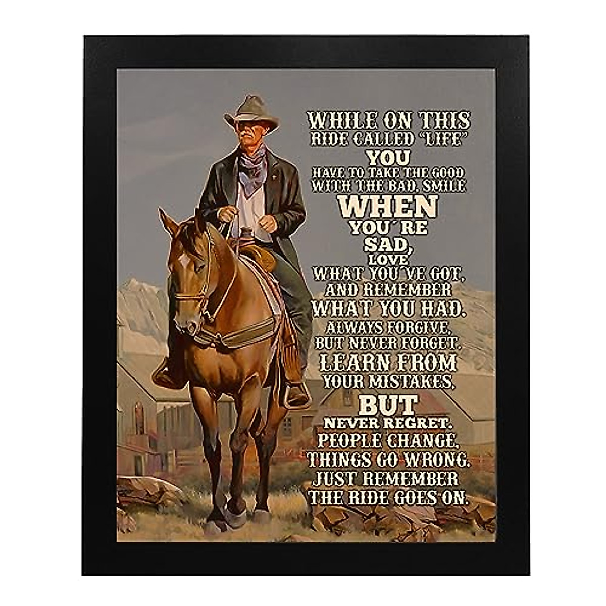 Ride Called Life - Inspirational Wall Decor, Motivational Rustic Western Wall Art with Cowboy Photo Print Is Ideal Living Room Decor, Office Decor, Library, Home Decor or Room Decor, Unframed -11x14