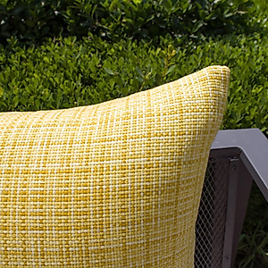 WUWUSU 18x18 Inches Outdoor Pillow Inserts Set of 2, Waterproof Decorative Throw Pillows Insert, Square Pillow Form for Patio, Furniture, Bed, Living Room, Garden YELLOW