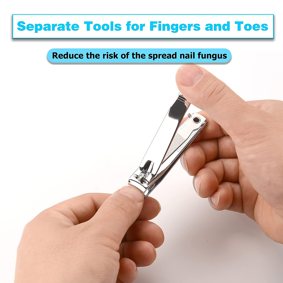 firiKer 2PCS Stainless Steel Nail Clippers,Professional Fingernail Clipper and Toenail Clipper, Wide Easy Press Lever Nail Cutter with Swing Out Nail Cleaner/File for Men and Women