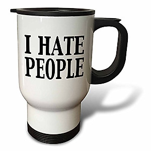 3dRose " I hate people-" Travel Mug, 14 oz, Multicolor