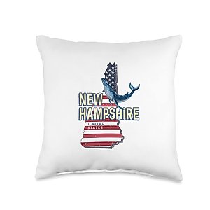 New Hampshire United States State Map Vintage USA New Hampshire United Retro State Map Vintage USA Throw Pillow, 16x16, Multicolor
