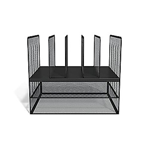 STAPLES 7 Compartment Wire Mesh File Organizer, Matte Black, 2/Case (Tr57537ct)
