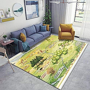 map Area Rugs Non-Slip Floor Mat Doormats Home Runner Rug Carpet for Bedroom Indoor Outdoor Kids Play Mat Nursery Throw Rugs Yoga Mat