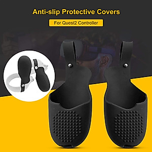 Limentar Touch Controller Grip Skin & Protective Covers, Premium Gel Shell Anti-Slip Silicone Grip Covers with Lock Belt 2 Packs, Black/Red/Blue