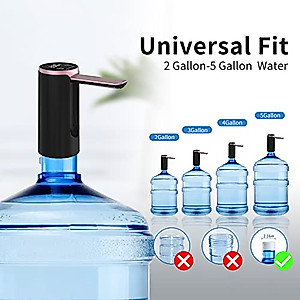 BIMVER Quantitative Water Dispenser for 5 Gallon Bottle, Upgraded LED Display Touch Button 3 Quantitative Settings Drinking Water Pump, Type C Charging Foldable Low Noise Dispenser for 2-5 Gallon Jugs