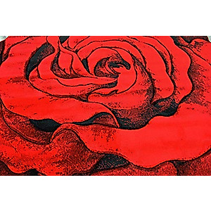 Flowers 3D Effect Hand Carved Thick Artistic Floral Flower Rose Botanical Shape Area Rug Design 304 Red 2'7''x2'7'' Round
