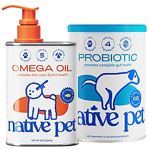 Native Pet Omega Oil for Dogs (8 oz.) & Probiotic for Dogs (4.1 oz.)