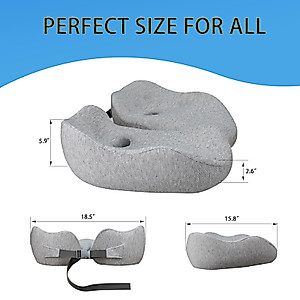 Homuno Office Chair Cushion, Extra Large Memory Foam Seat Cushion for Office Chair Pressure Relief Sciatica & Tailbone Pain Relief for Long Sitting, for Gaming Chair and Car Seat (Grey)