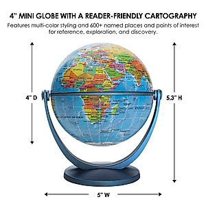 Waypoint Geographic GyroGlobe World Globe, 4", Blue Oceans