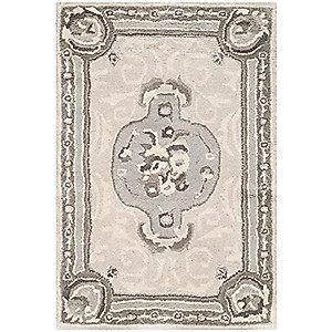 SAFAVIEH Empire Collection 2' x 3' Beige/Light Grey EM414D Handmade Traditional European Premium Wool Accent Rug