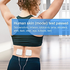 TENS Unit Replacement Pads - Pack of 50 Electrode Squares, EMS Muscle Stimulation & Electrotherapy Self-Stick Performance 2”x 2” tens Unit Pads Reusable and Latex-Free Red