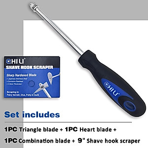 CHILI TOOLS 9 Inch Stainless Steel Shave Hook Set, Painting Scrapers, Paint Remover, Painters Tool for Woodworking, 3 PCS, Made in Taiwan