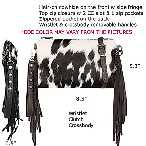 Montana West Women's Leather Small Crossbody Bag Western Clutch Handbag Handbags Purse Cowhide Whipstitches Fringe (Coffee Paisley Flap w charger)