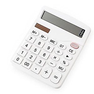 Desktop Calculator, 12 Digits Electronic Calculators for Home Office School, Solar and Battery Dual Power, Calculators Financial Accounting Tools (White)