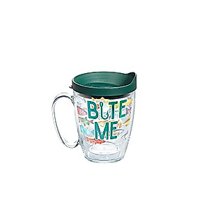 Tervis Bite Me Bait Tumbler with Wrap and Hunter Green Lid 16oz Mug, Clear