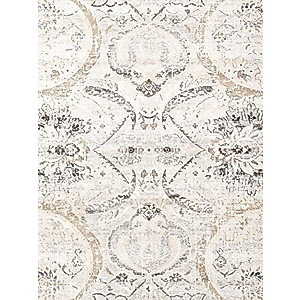 Pasargad Home Fantasia Oriental Area Rug - Luxury Power Loom, Living Room, Bedroom Accent Rugs-12' 0" X 15' 0", Ivory/Silver