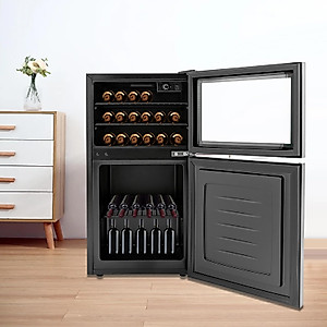 DYRABREST 30 Bottles Wine Fridge Dual Zone Adjustable Temperature Wine Cooler Refrigerator Fast Cooling Low Noise Freestanding Wine Cellar for Red White Wine Champagne in Home, Kitchen and Bar