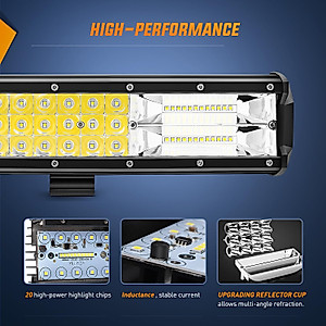 Nilight - 18005C-A 26Inch Triple Row Lights 297W 29700LM Flood Spot Combo Beam Bar Driving Boat Super Bright Led Off Road Trucks,2 Years Warranty