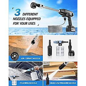 Aihand Cordless Pressure Washer, 652PSI Portable Power Cleaner with Rechargeable 4.0Ah Battery 6-in-1 Nozzle, Handheld High-Pressure Car Washer Gun for Home/Floor Cleaning & Watering, Charger Included