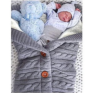 Unisex Babies Stroller Wrap Knit Sweater Blanket Newborn Baby Soft Thick Fleece Swaddle Blankets for Girls Boys