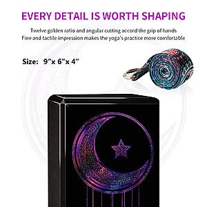 A AMEBAY Yoga Blocks 2 Pack with Strap High Density EVA Foam Exercise Blocks – Lightweight Versatile Fitness and Balance Odor Free Brick,9" x 6" x 4"