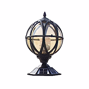 CZLZY Solar LED Exterior Rainproof Glass Ball Porch Column Post Lights Outdoor Waterproof Fence Wall Pillar Lamps Aluminum Landscape Courtyard Street Lights Deck Bollard Light Pedestal Light