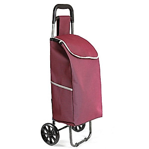 Shopping Trolley on Wheels Multi Function Shopping Cart Travel Elderly Collapsible Portable Cart Luggage Cart Lever Car Trolley Storage Hand Trucks,Navy Blue ,