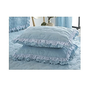 N/A Bed with Elastic Sheets Cotton Imitation Quilted Lace Thickened Bedspread Beding Set Maiden Gril (Color : A, Size : Pillowcase x2 Code)