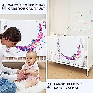 Luka&Lily Baby Monthly Milestone Blanket - 60"x40" Moon Blanket for Baby Girl Shower Gifts - First Year Calendar Growth Chart
