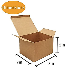 Brown Gift Box with Lids 10Pack 7x7x5 Inches, Kraft Gift Boxes for Christmas, Bridesmaid Proposal Gifts,Baby Shower, Wedding, Birthday Party, Graduation, Easy Assembly Box With 66 Feet Twine