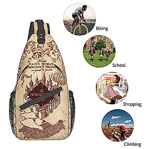 1itt1eHub Beige Sling Bag Sling Backpack Crossbody Chest Bag Daypack for Hiking Travel Women and Men