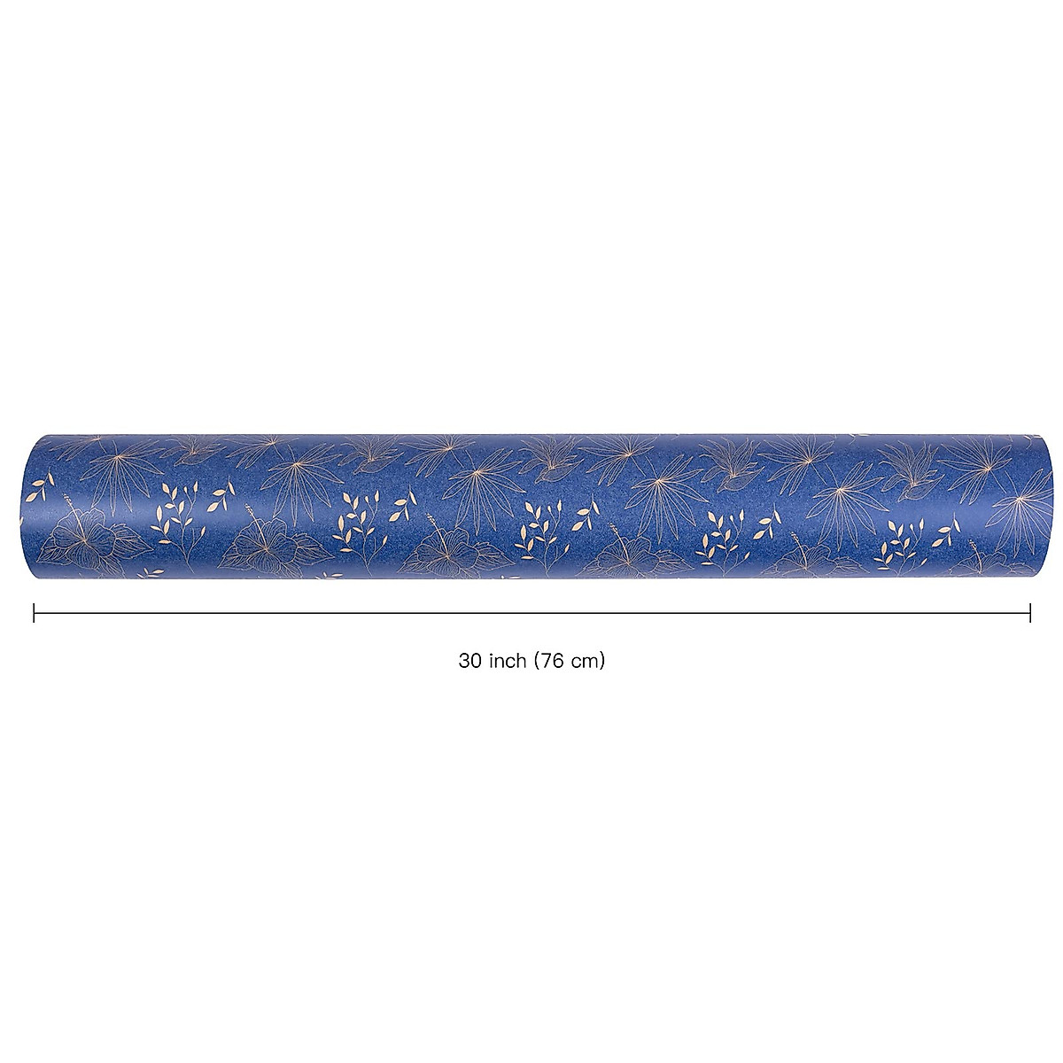 RUSPEPA Kraft Wrapping Paper Roll - Blue Flowers and Plants Pattern - 30 Inches x 100 Feet