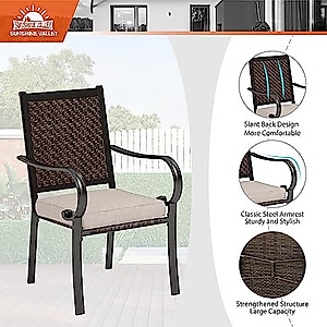 SUNSHINE VALLEY Patio Dining Set for 6, Outdoor Dining Furniture Set with 1 Dining Table 4 Wicker Patio Chairs with Cushion and 2 Swivel Patio Chairs with Cushion for Lawn Garden Backyard