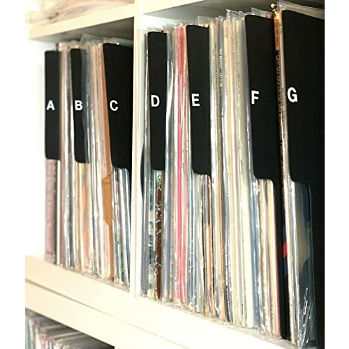 DIY Kit [Do-it-Yourself] A to Z Black LP Vinyl Record Dividers [12-inch Tabbed 12in. Album Organizers A-Z Alphabetical Cards 33 RPM 33rpm (15)