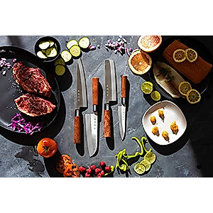 Traditional Japanese Professional Kitchen Chef Knife Set - Premium Gyuto Santoku Nakiri Petty High Corrosion Resistance Full Tang Knife Set