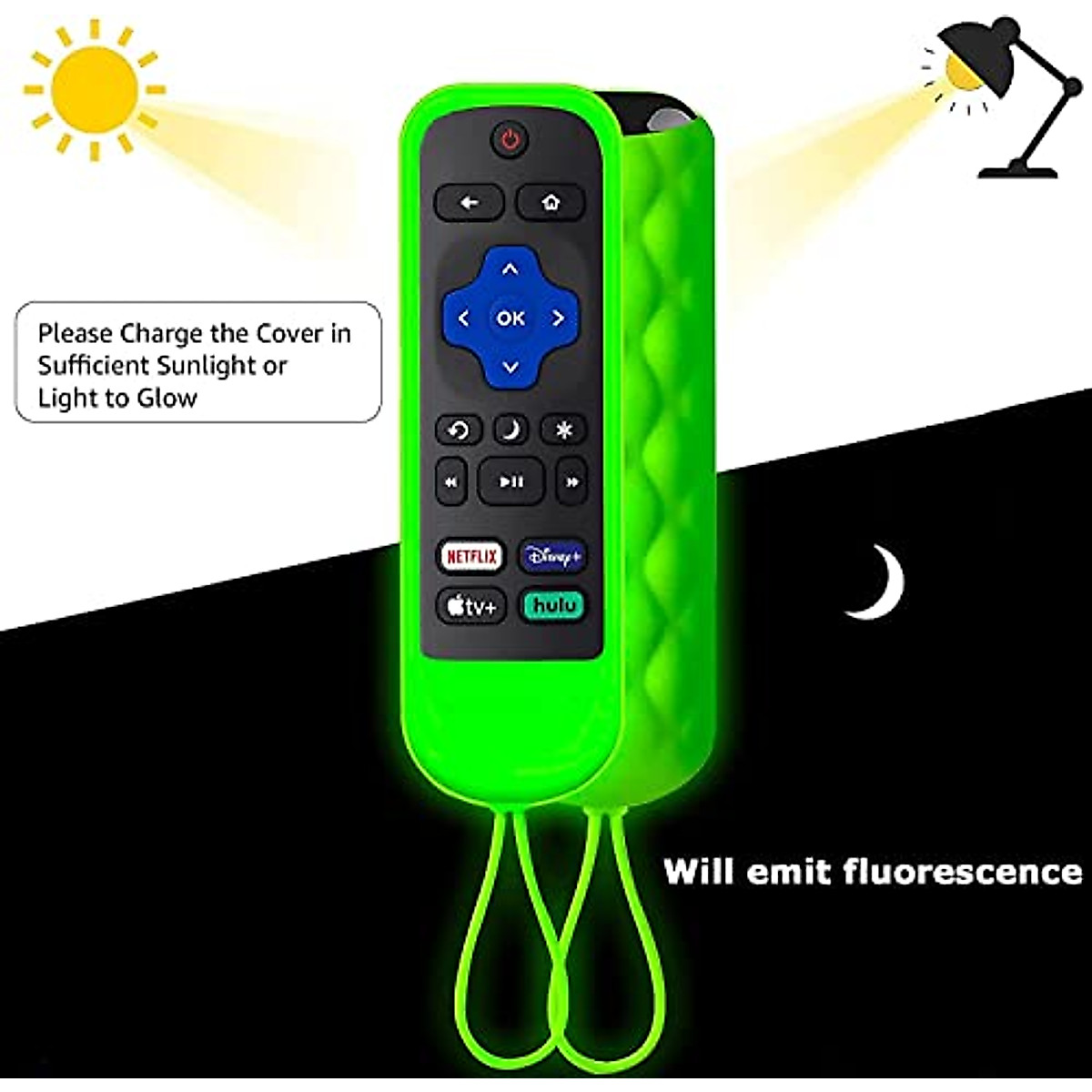 Universal Remote for Roku TV, Replacement Remote with Remote Case, Compatible with TCL Hisense Sharp Philips JVC RCA Sanyo LG Haier Roku TVs, Not for Roku Stick and Box