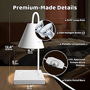 Dimmable Candle Wax Warmer Lamp - Candle Melter Fits YKLarge Jar, Metal Electric Lantern for Scented Candle, Universal Fit Top-Down Candle Melting for Home Decor Valentine's Day Gift,White,2 Bulb