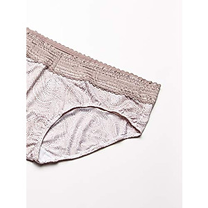 Warner's womens Dig-free Comfort Waist With Microfiber 5609j No Pinching No Problems Lace Hipster Panty, White and Mink Swirl, Large US