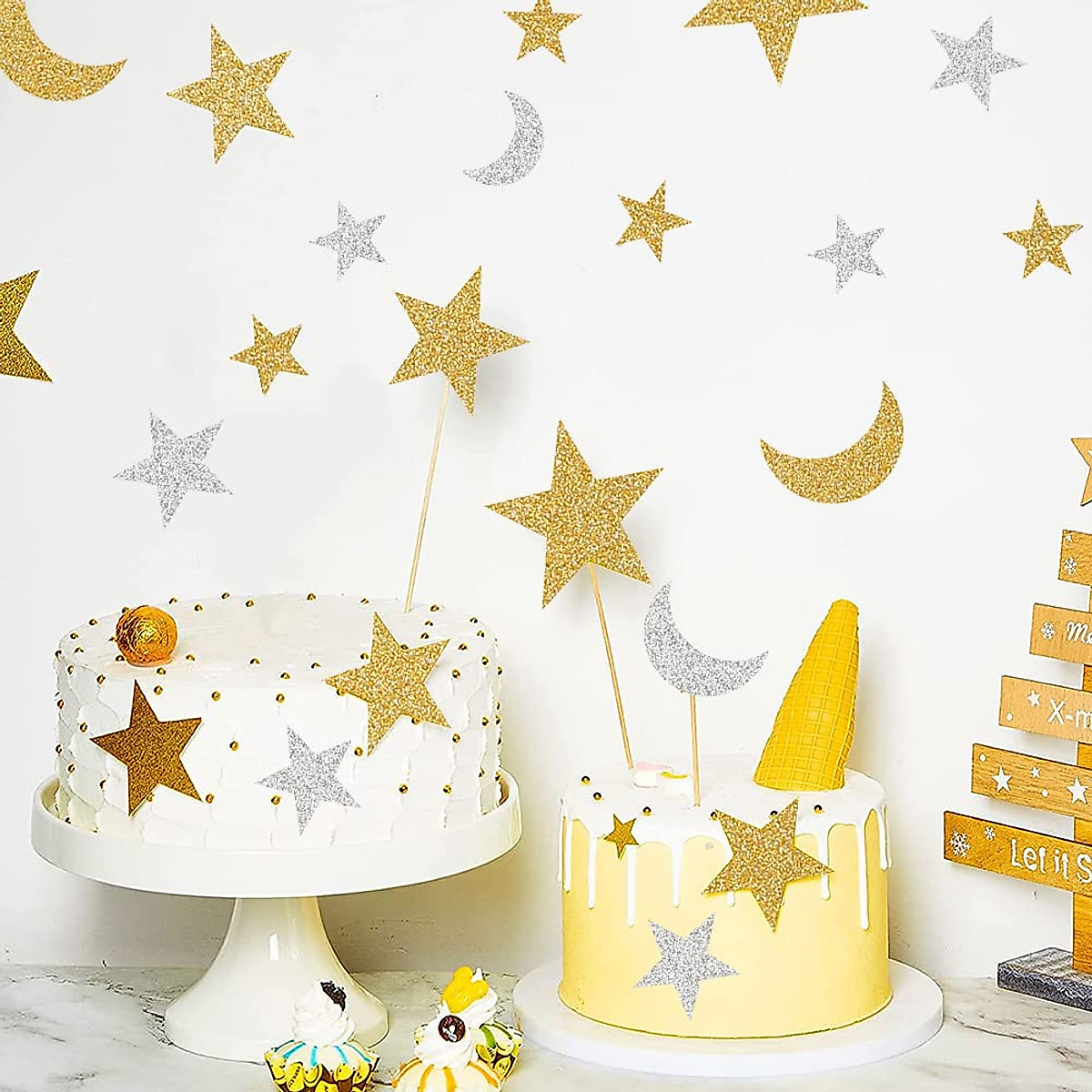 VGOODALL Glitter Paper Cardstock,20 Sheets Silver Gold Glitter Cardstock A4 Size 250gms Craft Paper Christmas Cardstock Christmas Gift Wrapping For Card Making Scrapbooking DIY