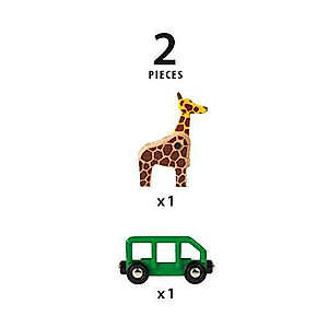 BRIO World - 33724 Giraffe and Wagon Set | Imaginative Play Toy Train Accessory for Kids | FSC-Certified Wood | Engineered for Toddlers 3 and Up, Green