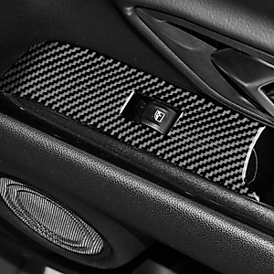 AIRSPEED for Supra Door Window Button Frame Cover Sticker Carbon Fiber Door Window Control Switch Panel Sticker Trim for Toyota Supra GR A90 A91 MK5 2019-2022, Black