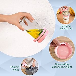 YehTrum Overnight Oats Containers with Lids and Spoon, 4 Packs 22 oz Glass Mason Jars for Overnight Oats, Large Capacity Oatmeal Container Mason Overnight Oats Jars for Milk, Cereal, Fruit