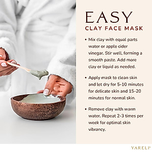 YARELI Bentonite Clay Powder Facial Mask & Detox Bath, Pure Indian Healing Clay, 2lb (32oz)